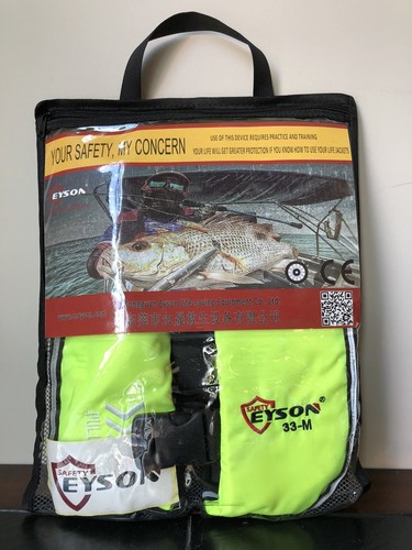 EYSON INFLATABLE LIFE JACKET PRESERVER / 33-M Medium - Neon Yellow | eBay