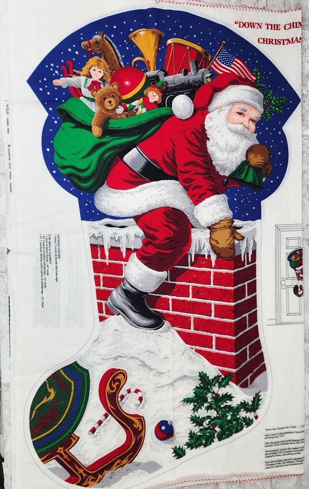 Santa Jumbo Stocking Cut & Sew Panel Down Chimney Cranston VIP DIY | eBay