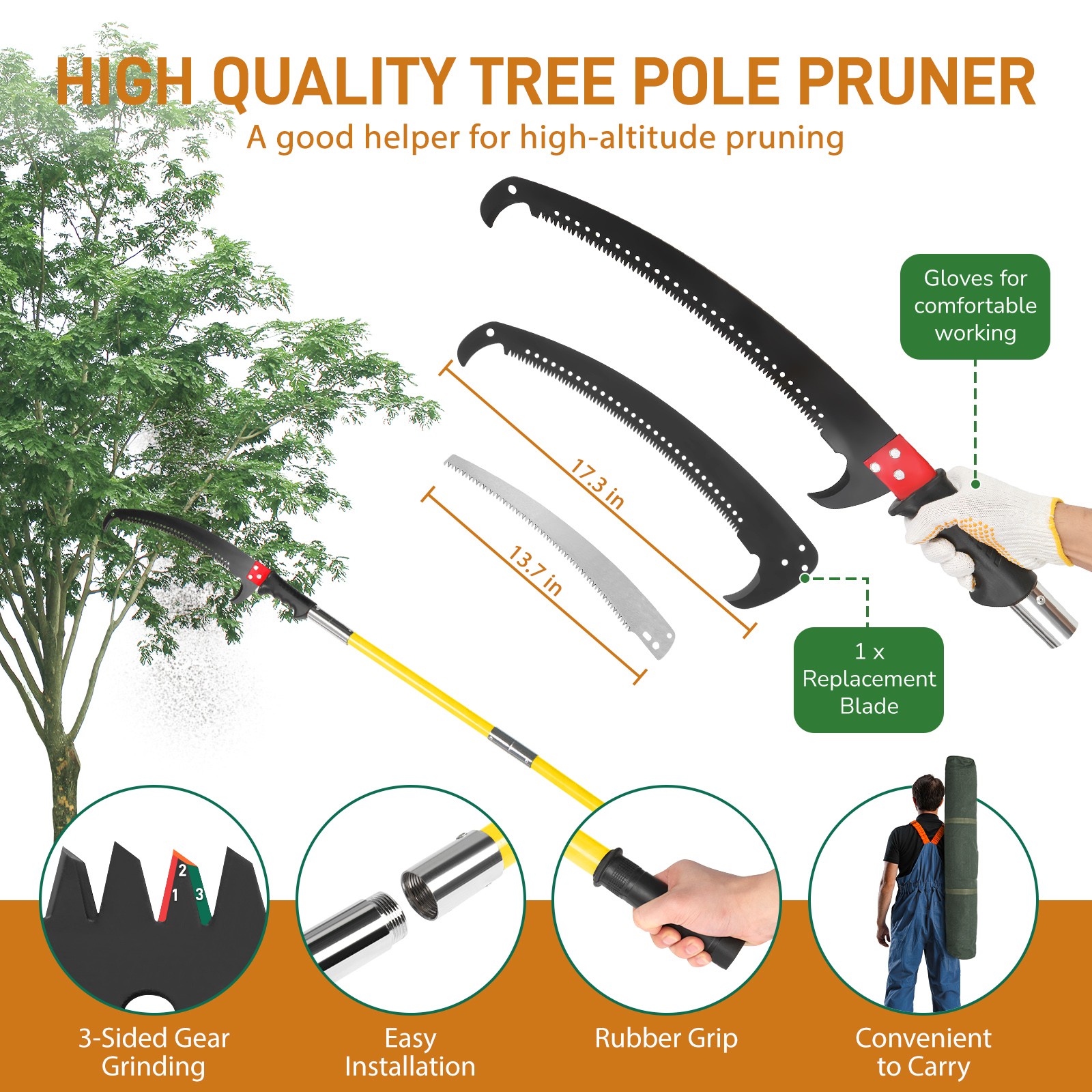 Tree Pruner Pole 30 ft. Saw Branch Limb Pruning Cutter Trimmer ...