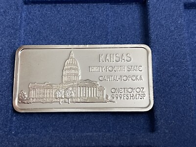 Topeka Kansas 34th State Hamilton Mint One Troy Oz Silver | eBay