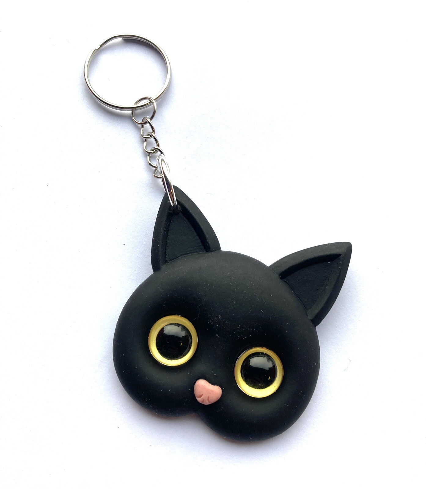Large Cat Keyring Lucky Black Kitten Keychain Animal Lover Gift Witches ...