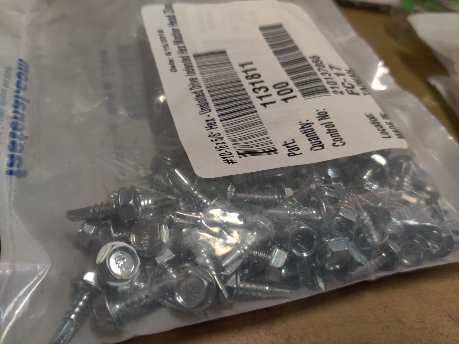 #10-16 x 5/8" Hex Unslotted Washer Head Zinc #3 Pt Self Drilling Screw ...