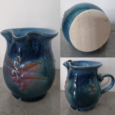 Vintage Small Blue Glaze Chester Studio Pottery Signed NC Jug | eBay UK