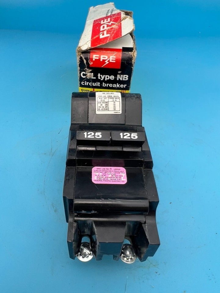 Federal Pacific 125 Amp 2 Pole NB Circuit Breaker NB125 FPE 240V NB2125 ...
