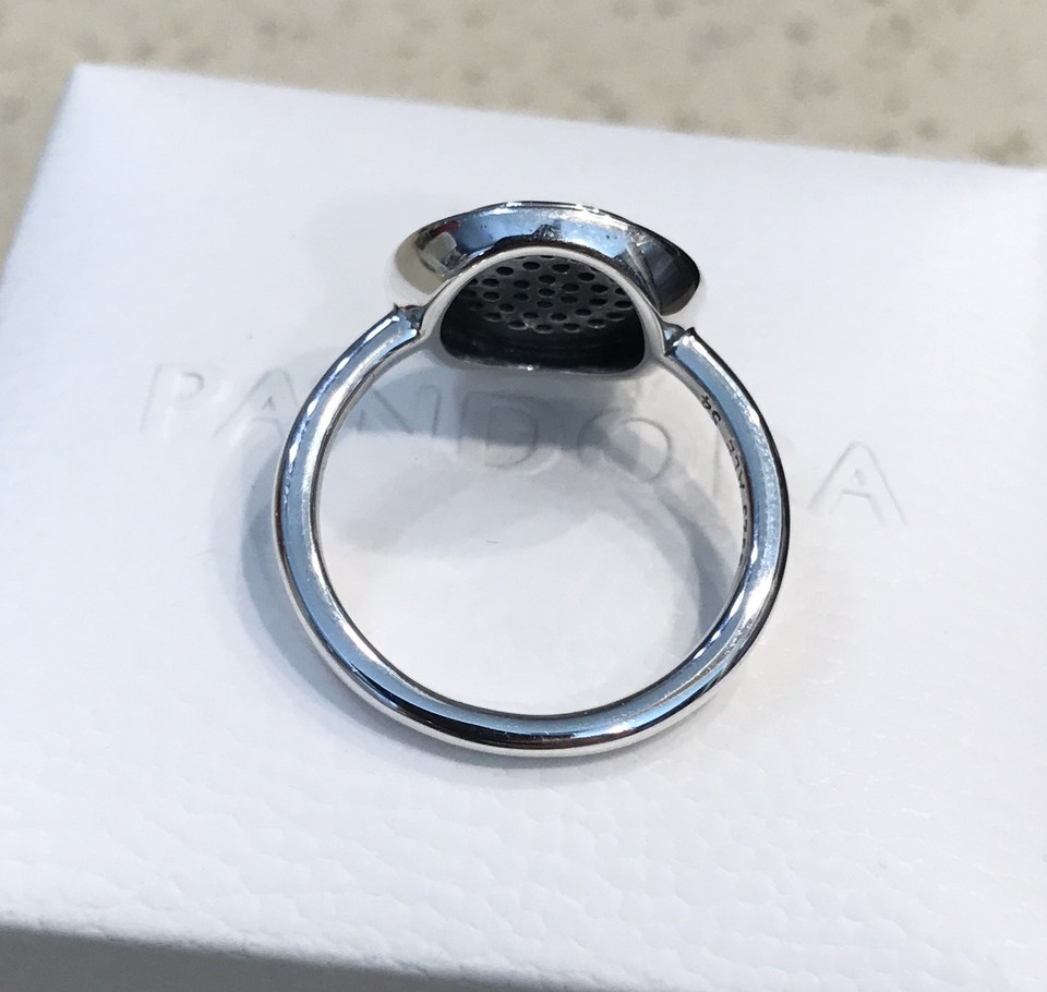Pandora Signature Pave Ring #190912CZ +HINGED BOX & POLISHING CLOTH ...