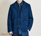 Vintage Mens Indigo Coat Jacket Blue Dyeing French Work Jackets Heavy ...