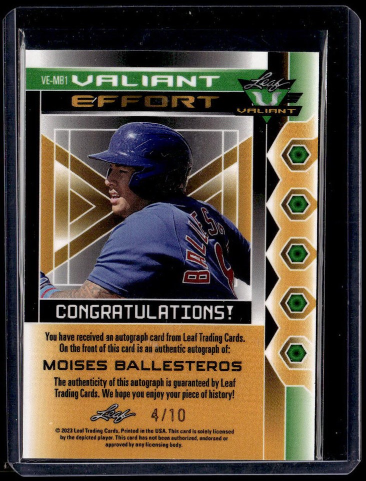 2023 Leaf Valiant Valiant Effort Silver Moises Ballesteros 4/10 Auto RC | eBay