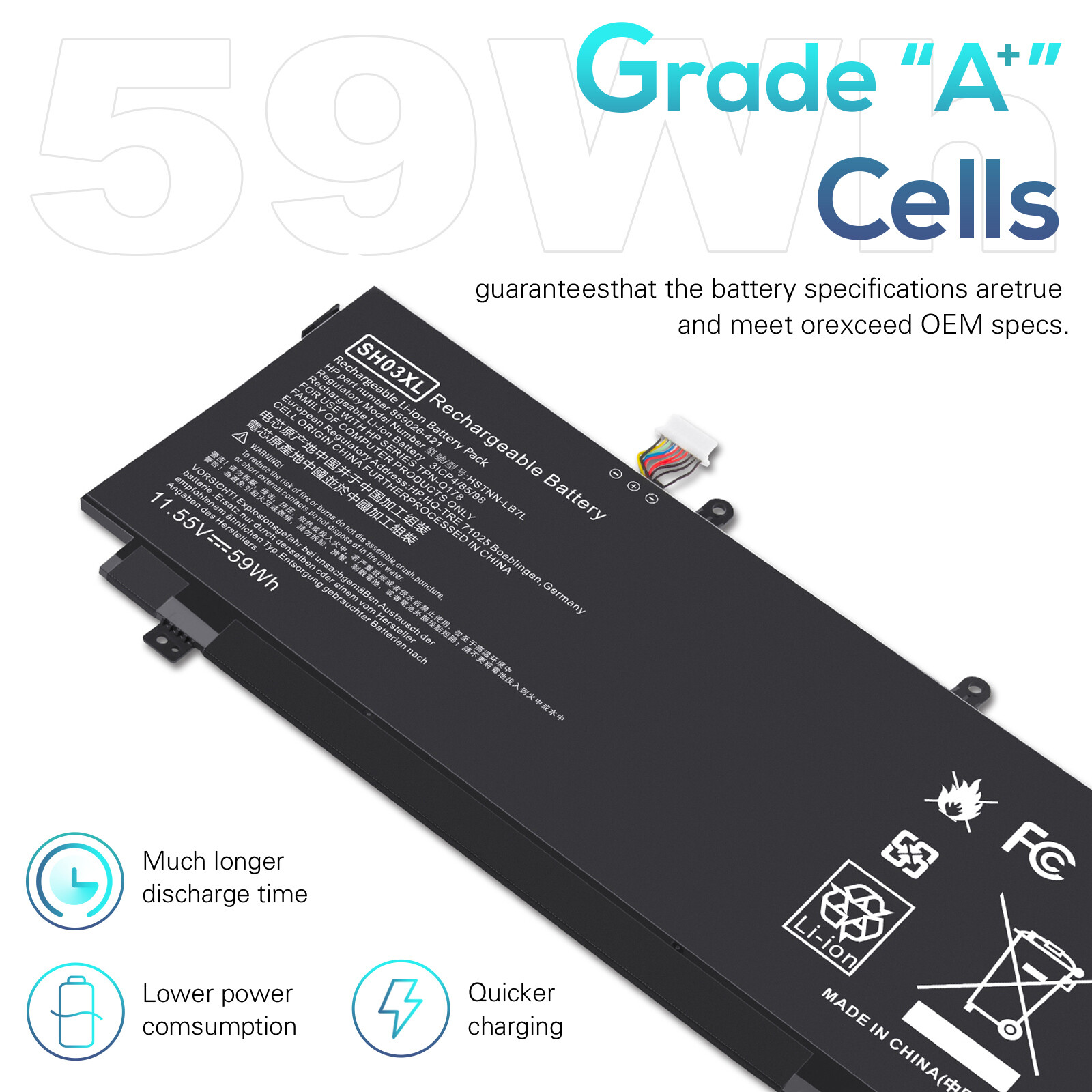 SH03XL Battery for HP Spectre X360 13-AC 13-AC033DX 13-w HSTNN-LB7L ...