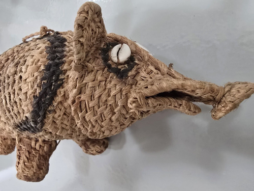 Papua New Guinea Woven Fiber Boar Pig 12” A GOURD WITH WOVEN BARK FIBRE ...