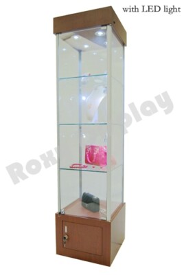 Cherry Tower Showcase Display Store Fixture Assembled W/ LED Lights #SC ...