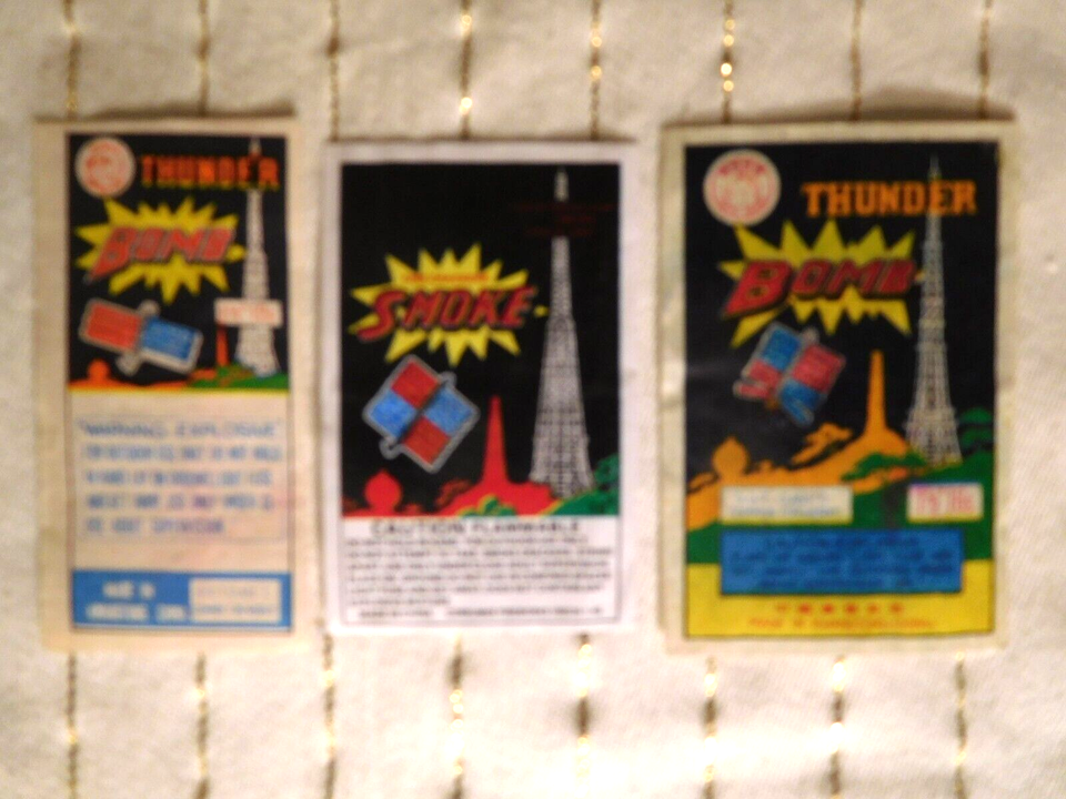 3 Vintage 1 Rare FC Smoke, 2 Thunder Bomb small Firecracker Firework ...