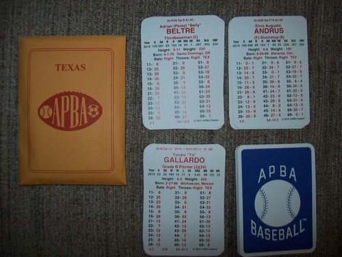 Original 2015 APBA Baseball Cards w/ XBs and Master Game Symbols ...