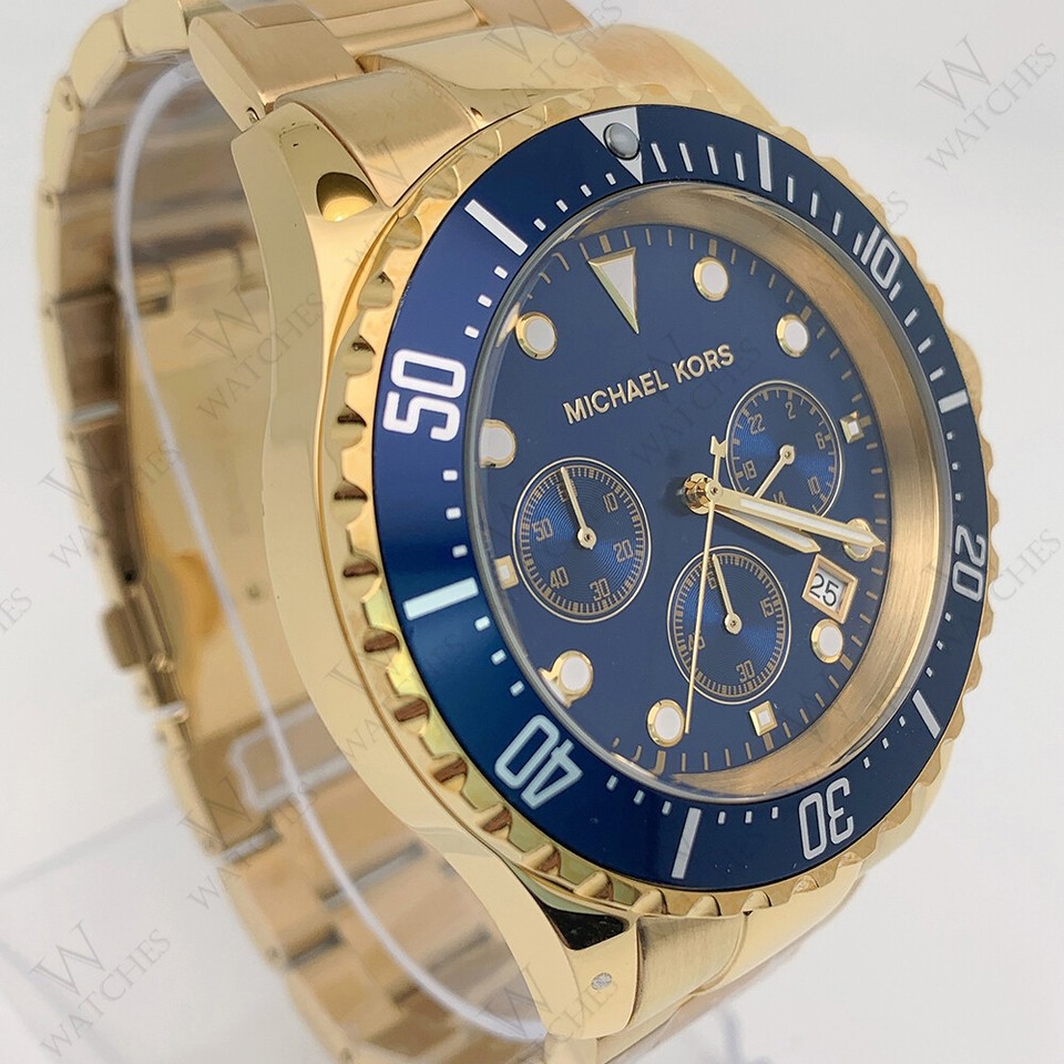 New Michael Kors MK8267 Everest Gold Tone Stainless Steel Bracelet Men ...