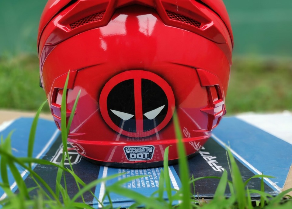 Custom Deadpool Red Helmet Bobber Chopper For Motorcycle ( approved DOT ...