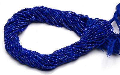 Natural Gem Deep Blue Color Lapis Lazuli 2.5MM Micro Faceted Rondelle ...