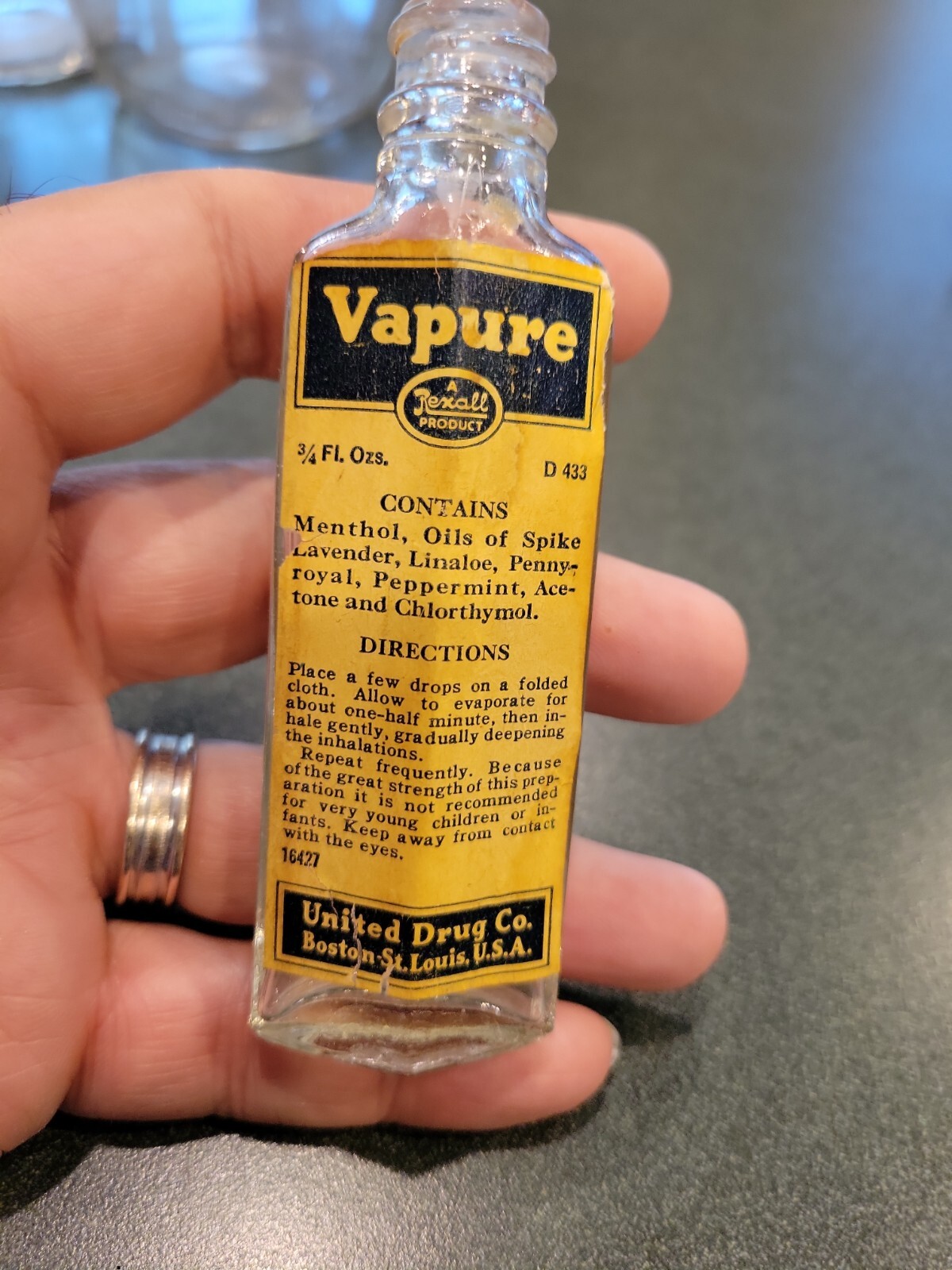 Vintage Rexall Drug Company VAPURE 3/4 oz. Bottle United Drug Co. | eBay