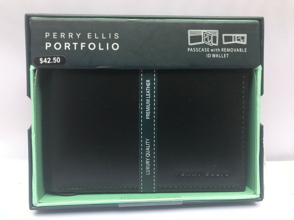 Perry Ellis Portfolio PASSCASE with REMOVABLE ID Bifold Wallet Premium ...