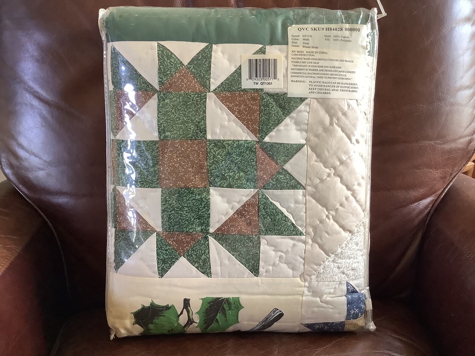 Vintage QVC Twin Patchwork Quilt Winter Birds Seald in Package~New | eBay