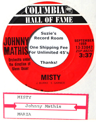 Johnny Mathis Misty / Maria Hits Issue Jukebox Strip NM Pop Crooner 45 ...