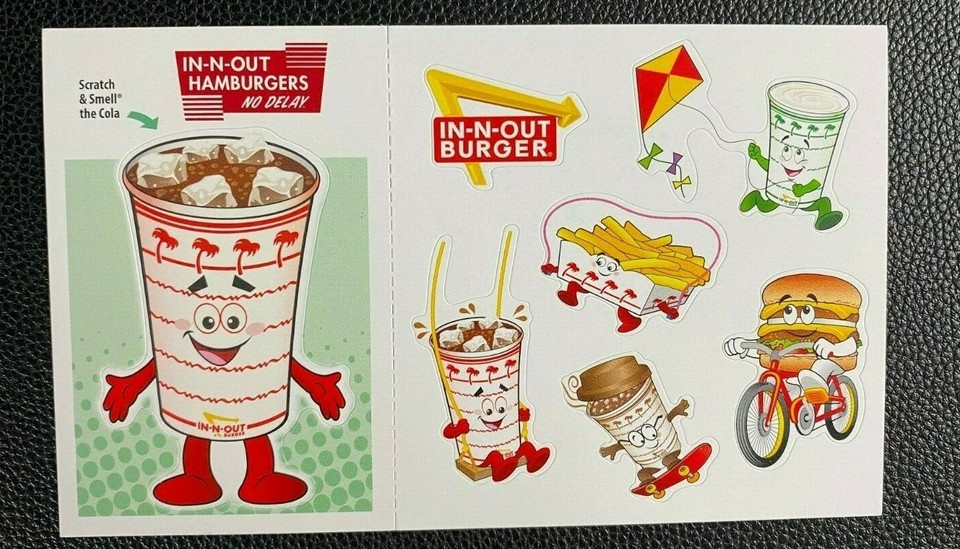 IN-N-OUT BURGER STICKER SCRATCH AND SMELL THE COLA -5 PIECES RETIRED | eBay