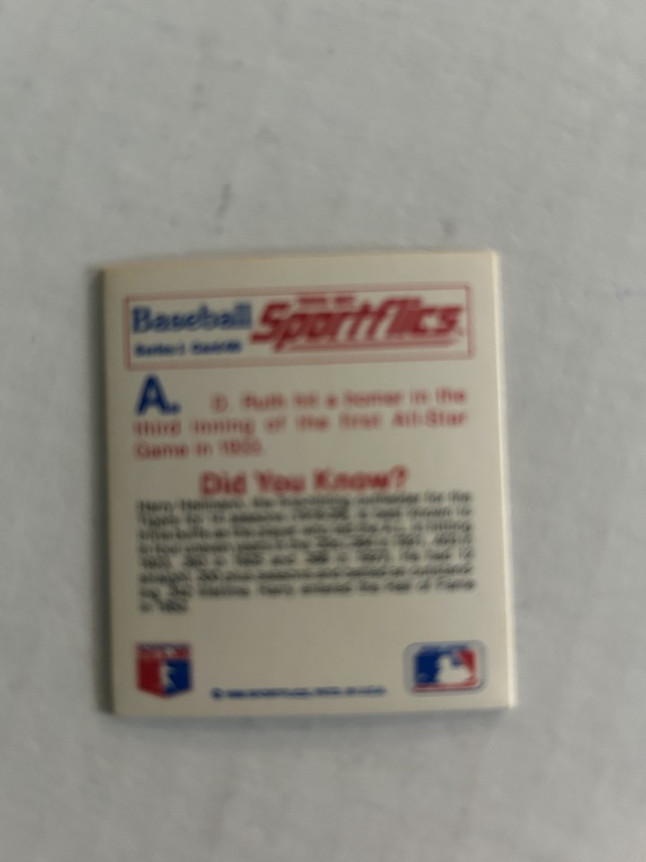 1986 Sportflics #49 Baseball Trivia Quiz Trivia Cards | eBay