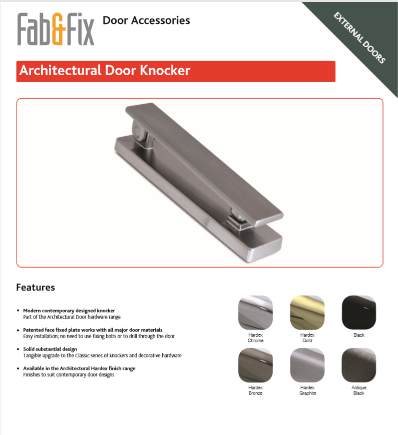 FAB & FIX Architectural Solid UPVC Modern Door Knocker Heavy Duty ...