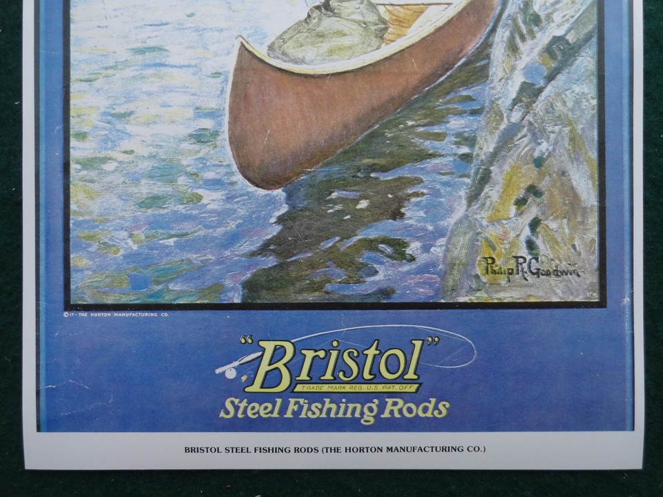 Bristol Fishing Rods Advertising Poster, Philip Goodwin Artist, Early ...