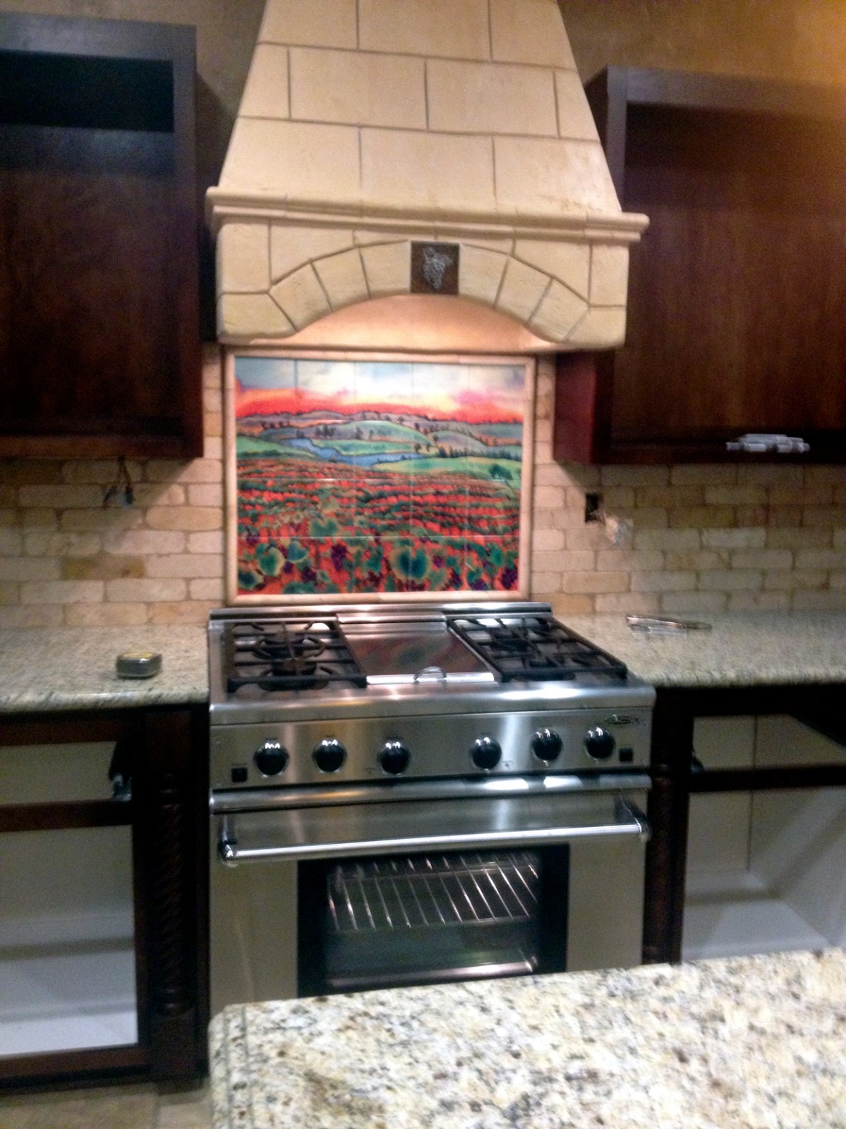 Contemporary Art Williams Grape Field Mural Ceramic Kitchen Bath Tile ...