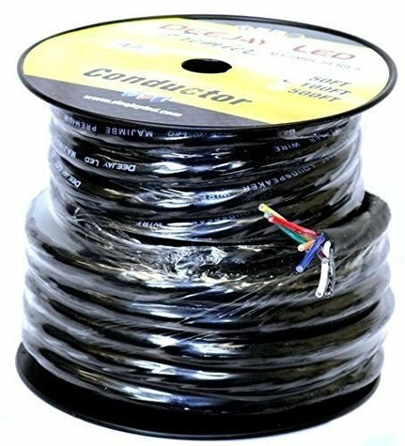 DeeJay LED TBH128C100 100' 8-Conductor 12 Gauge Stranded Cable w/ Black ...
