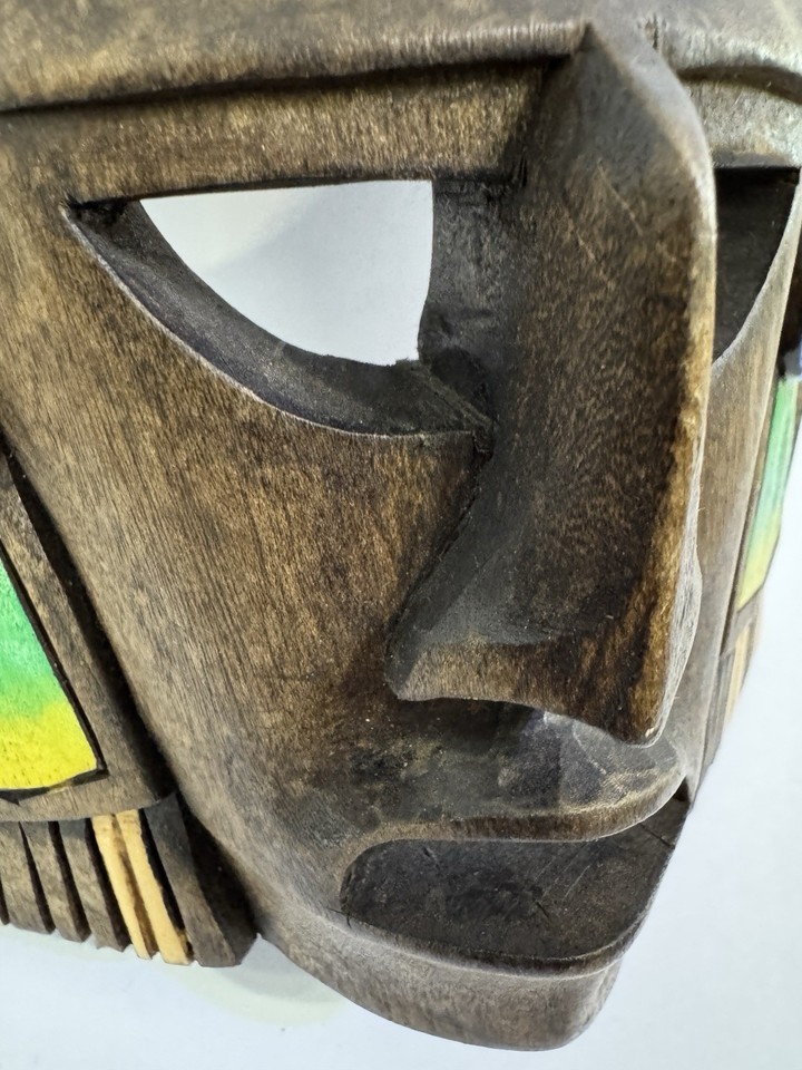 Aztec Mayan Hand Carved Wood Mask Vintage Mexican Serpent Jaguar Folk ...