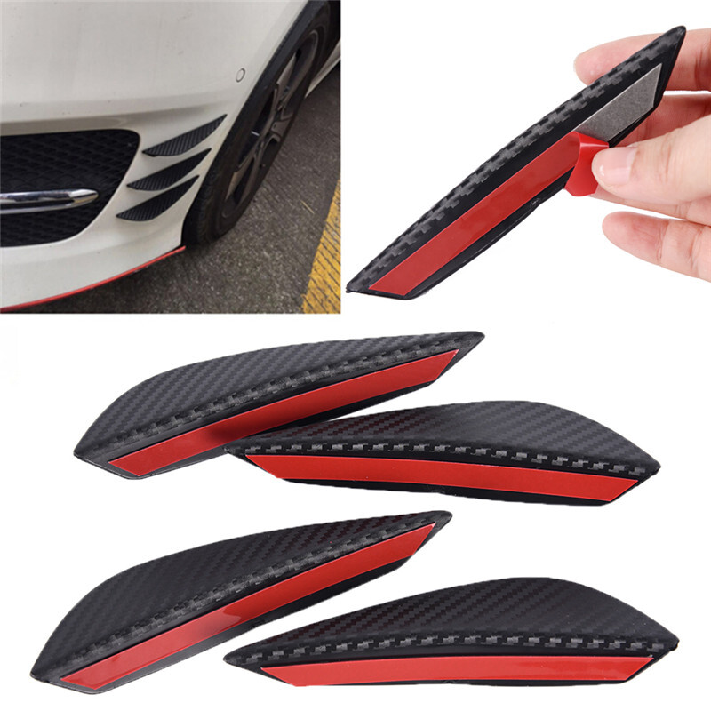 4× Carbon Fiber Car Front Bumper Splitter Fin Spoiler Canards Exterior ...