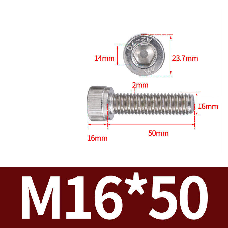 M16 ALLEN CAP SCREWS BOLTS SOCKET SCREW HEX HEAD DIN 912 A2 STAINLESS ...