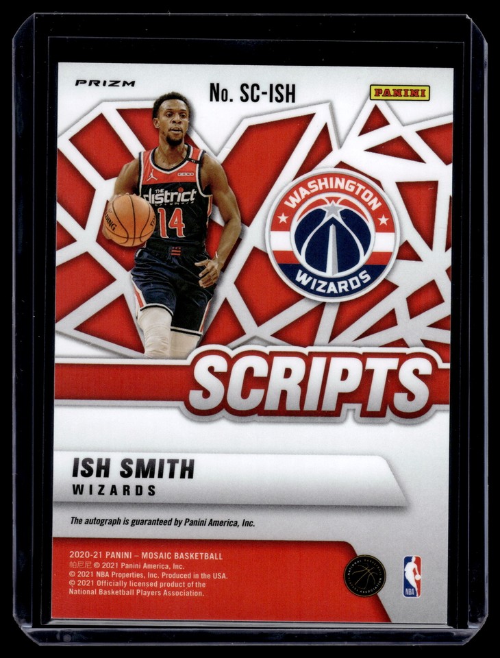Ish Smith 2020 Panini Mosaic Scripts Silver Prizm Autograph Card #SC ...