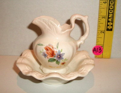 VINTAGE MINIATURE WATER PITCHER WITH BOWL FOR 16 TO 18 INCH DOLLS DOLL ...