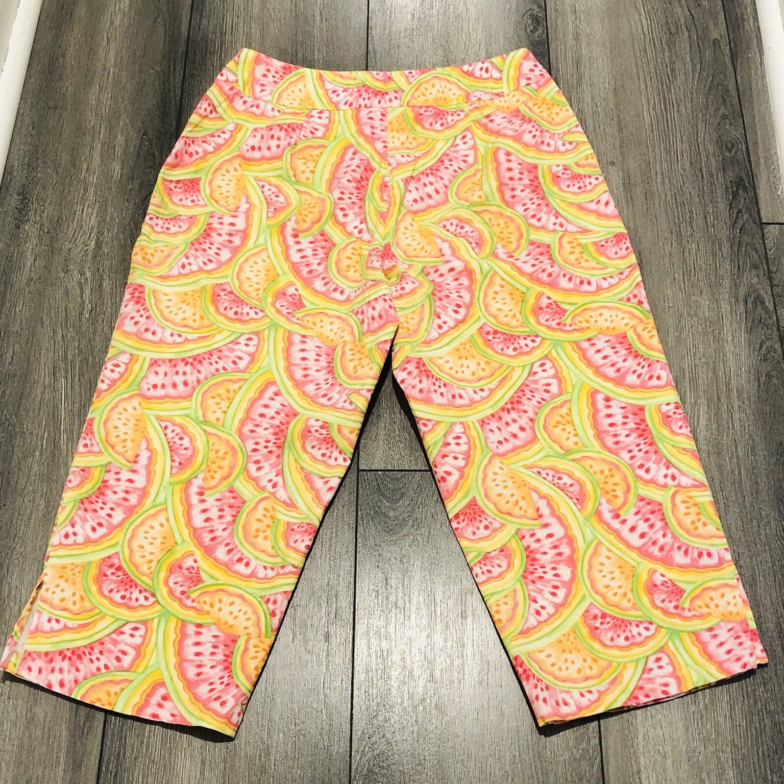 Talbots Festive Watermelon Fruit Rainbow Pants size 6… - Gem