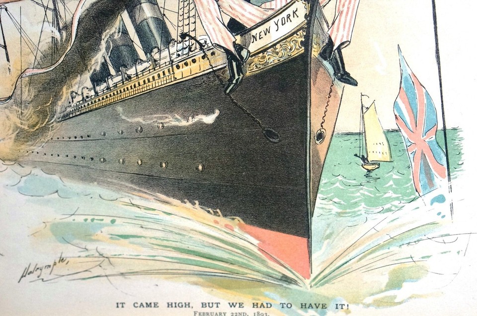 American Navy War Ship 1893 HIGH COST of THE NEW YORK UNCLE SAM Puck ...