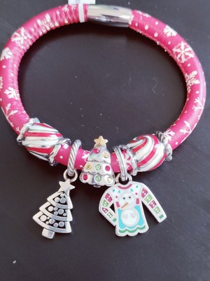 Brighton Snowflake WOODSTOCK Christmas Trees & Sweater charms bracelet ...