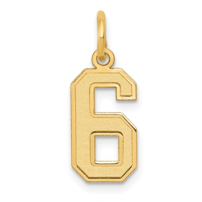 10k Yellow Gold Small Satin Number 6 Charm Pendant Gift for Mother | eBay