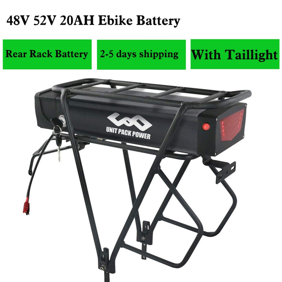 Rear rack ebike battery 48V 52V 20Ah 28.8Ah Li-Ion W/Charger for 0 ...