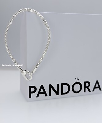 100% New PANDORA 925 Ale Silver Studded Clasp & Chain Charm Bracelet ...