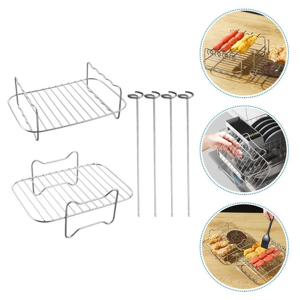Round Steamer Rack Air Fryer Grilled Wire Cooking Stand-up Skewers ...
