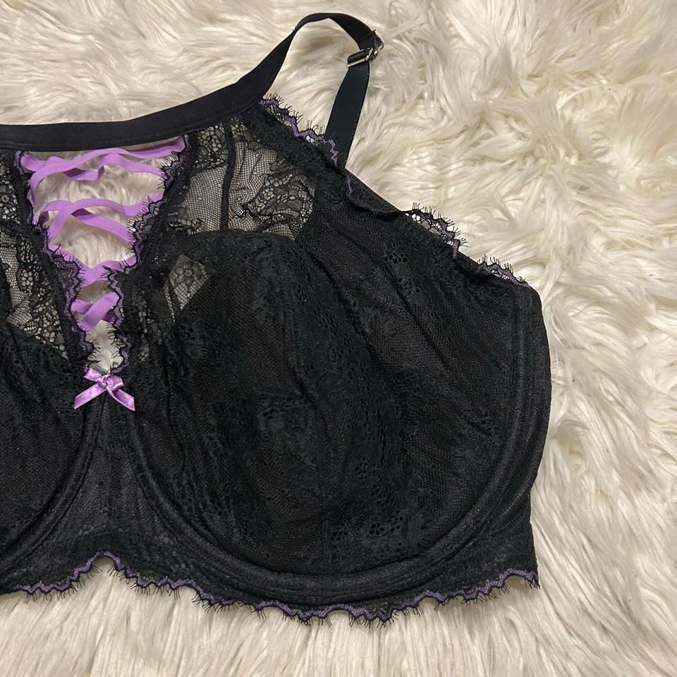 Cacique 44H Bra Black Lightly Lined French Balconette Underwire Bow | eBay