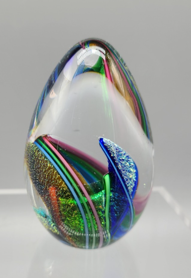 Signed Multi-Color Art GES Glass Eye Studio Egg Shape Paperweight 09 | eBay