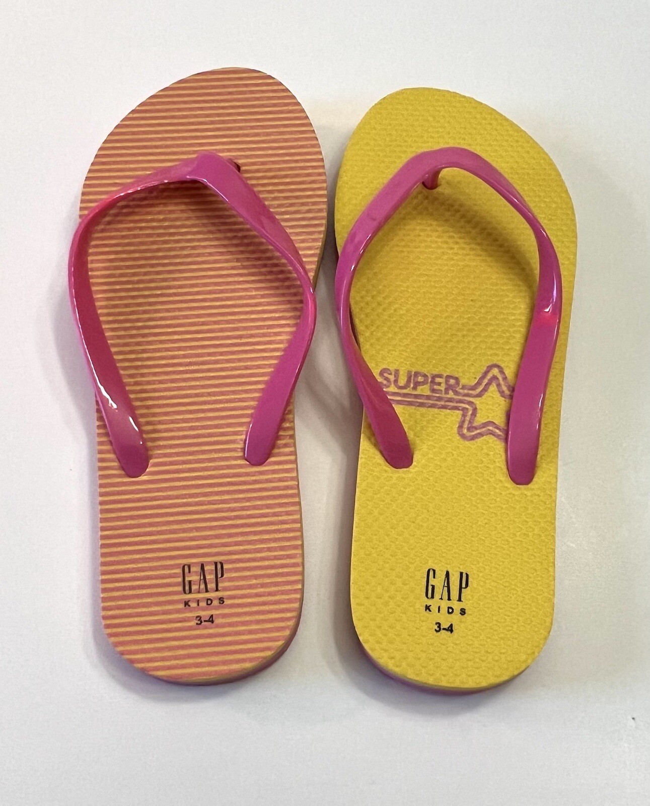 New Without Tags Gap Kids Yellow Pink Super Star Flip Flop Sz 3/4 | eBay
