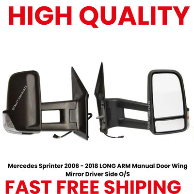 Mercedes Sprinter Van 2006-2019 Manual Long Arm Wing Mirror Black ...