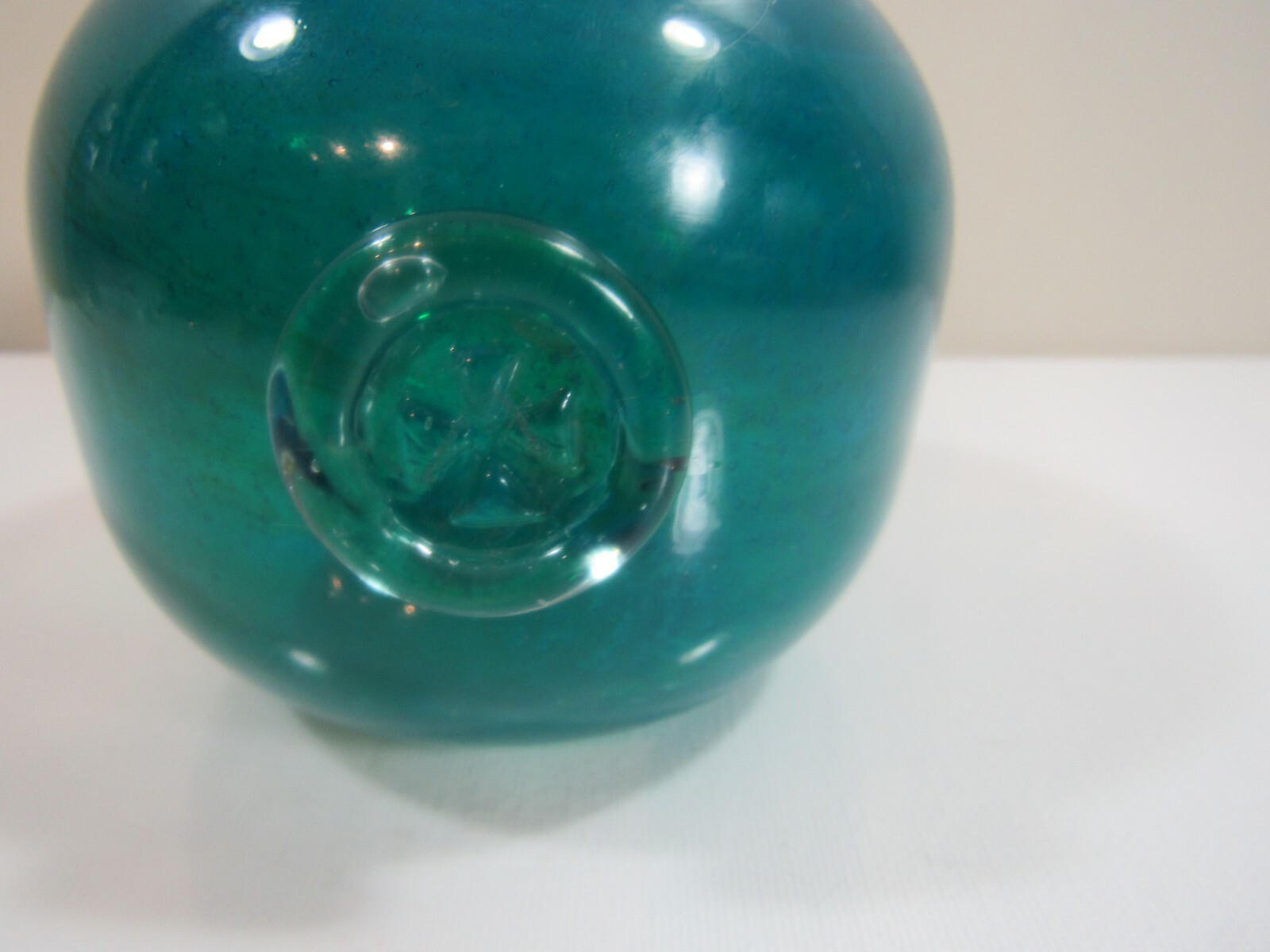 Blue Art Glass Vase with Protruding Round Blob of Glass with Tons of ...