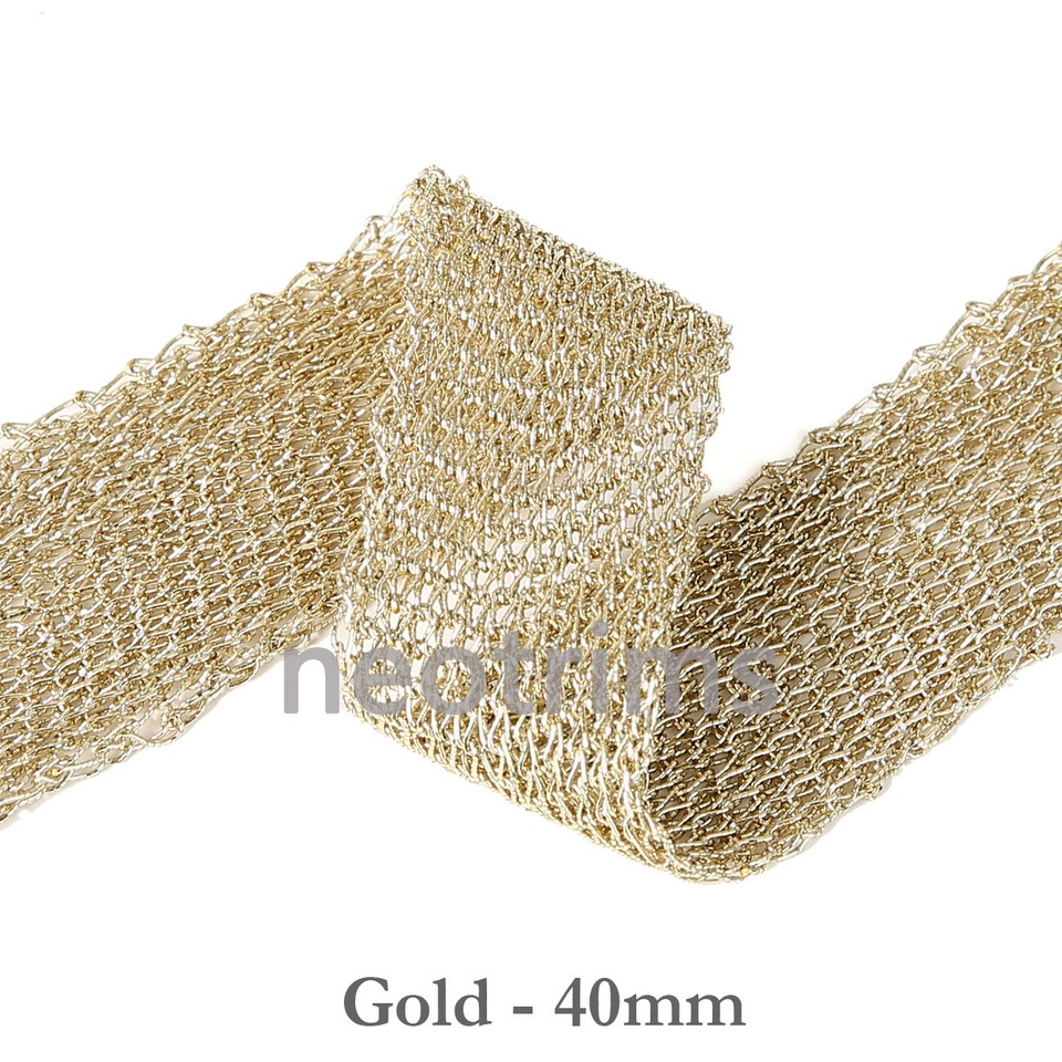Metallic Gold Silver Trimming Ribbon Braid Lurex Textured Weave,5 ...