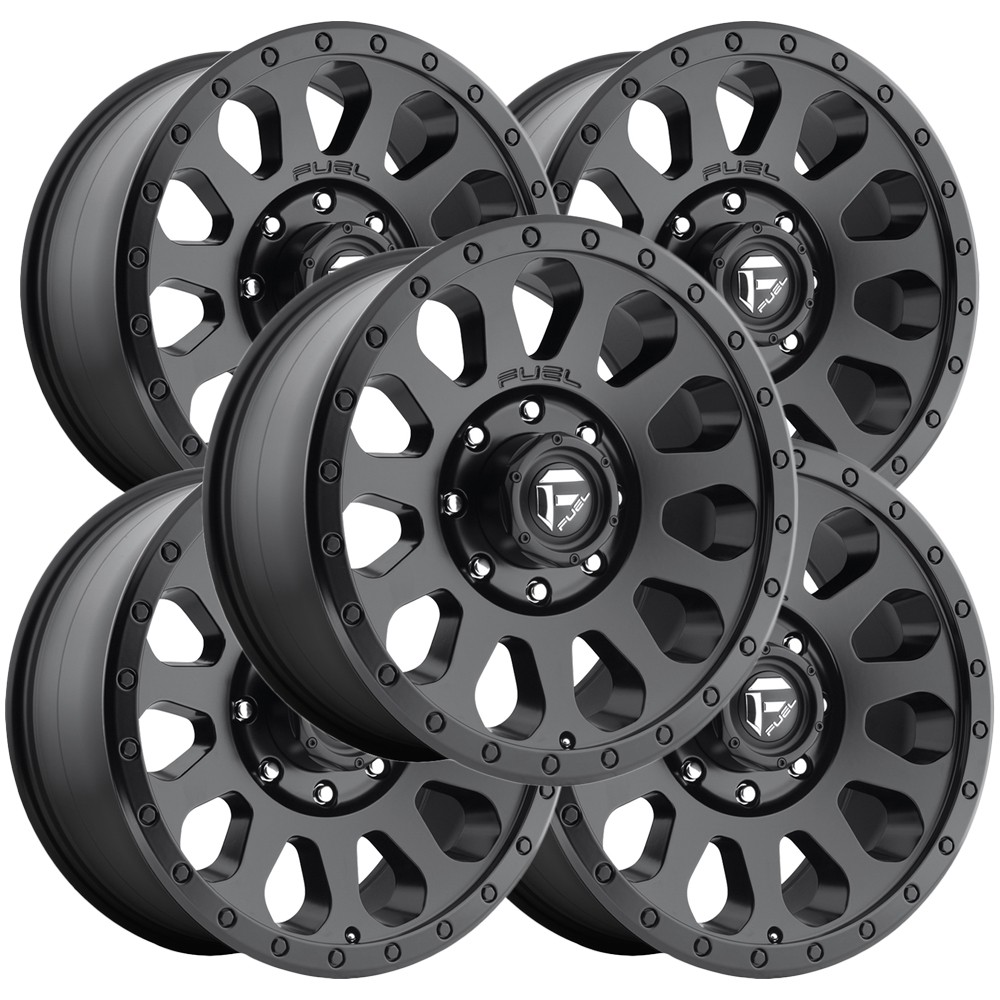 (Set of 5) Fuel D579 Vector 17x9 5x5" -12mm Matte Black Wheels Rims 17 ...