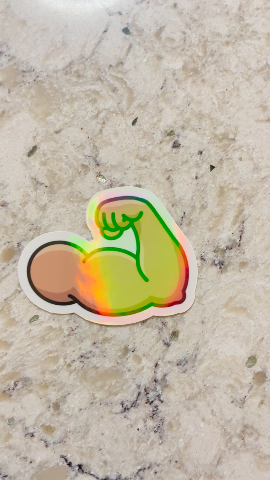 Flexing Arm Sticker l Gloss or Holographic Laminate l Waterproof Decal ...