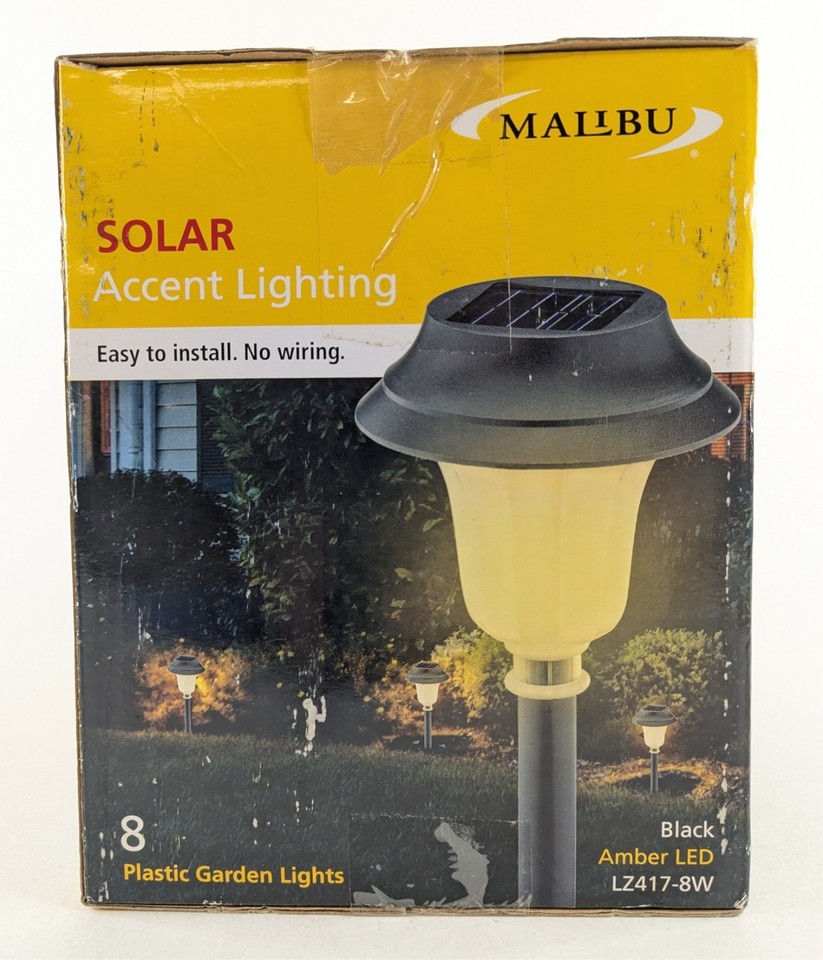 Malibu Solar LED Path Lights 8 Pack Amber Landscape Pathway Black ...